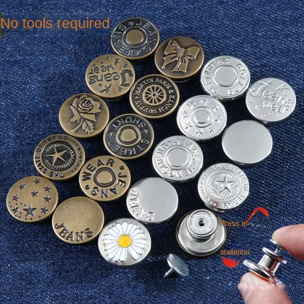 5pcs Detachable Jeans Buttons Portable Nail-Free Button Replacement ...