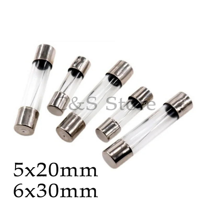 10pcs 5*20mm 6*30mm Fast Blow Glass Tube Fuses 5x20 6x30mm 250v 0.5 1 2 ...