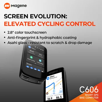 Magene C606 Smart GPS Bike Computer 2.8" Color Touchscreen Turn-by-turn ...