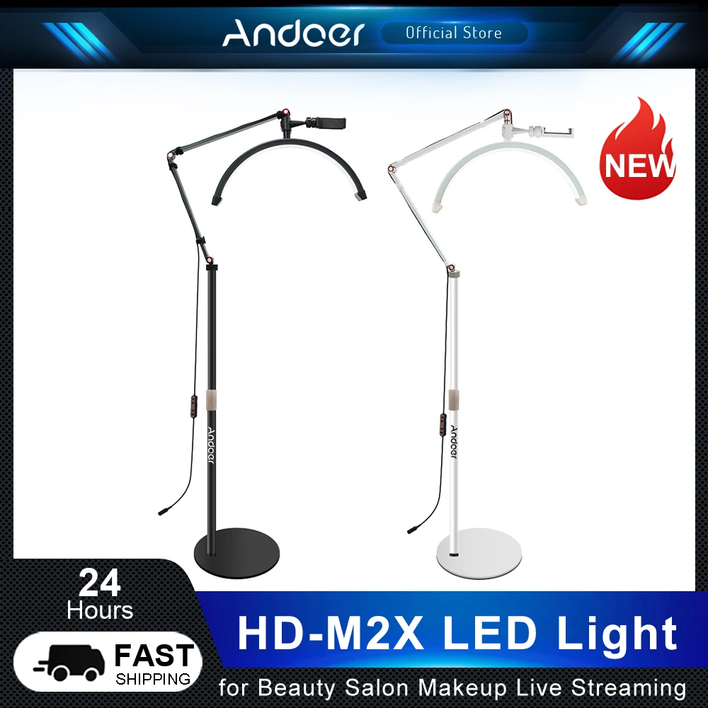 Andoer Hd-m2x Led Video Light Floor Half-moon Shaped Fill Light 3000k-6000k For Beauty Salon ...