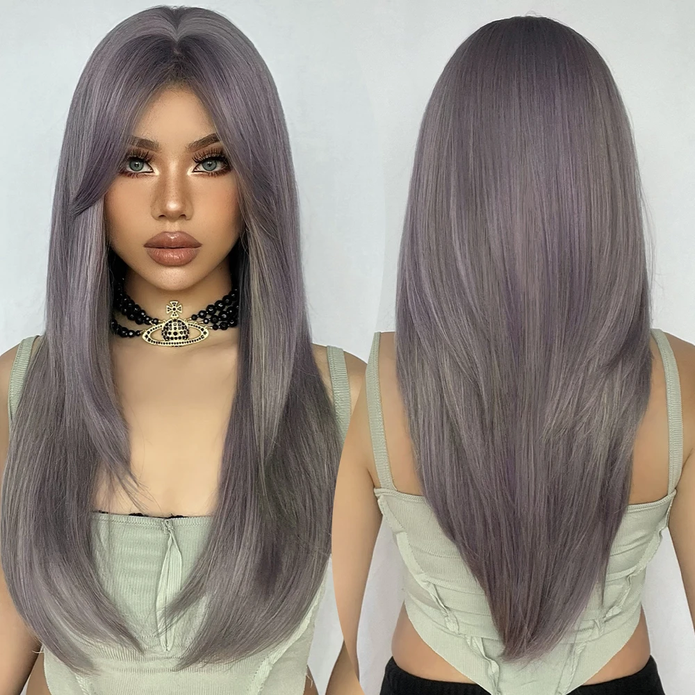 Light-Purple-Synthetic-Wigs-for-Cosplay-Long-Straight-Lilac-Layered ...