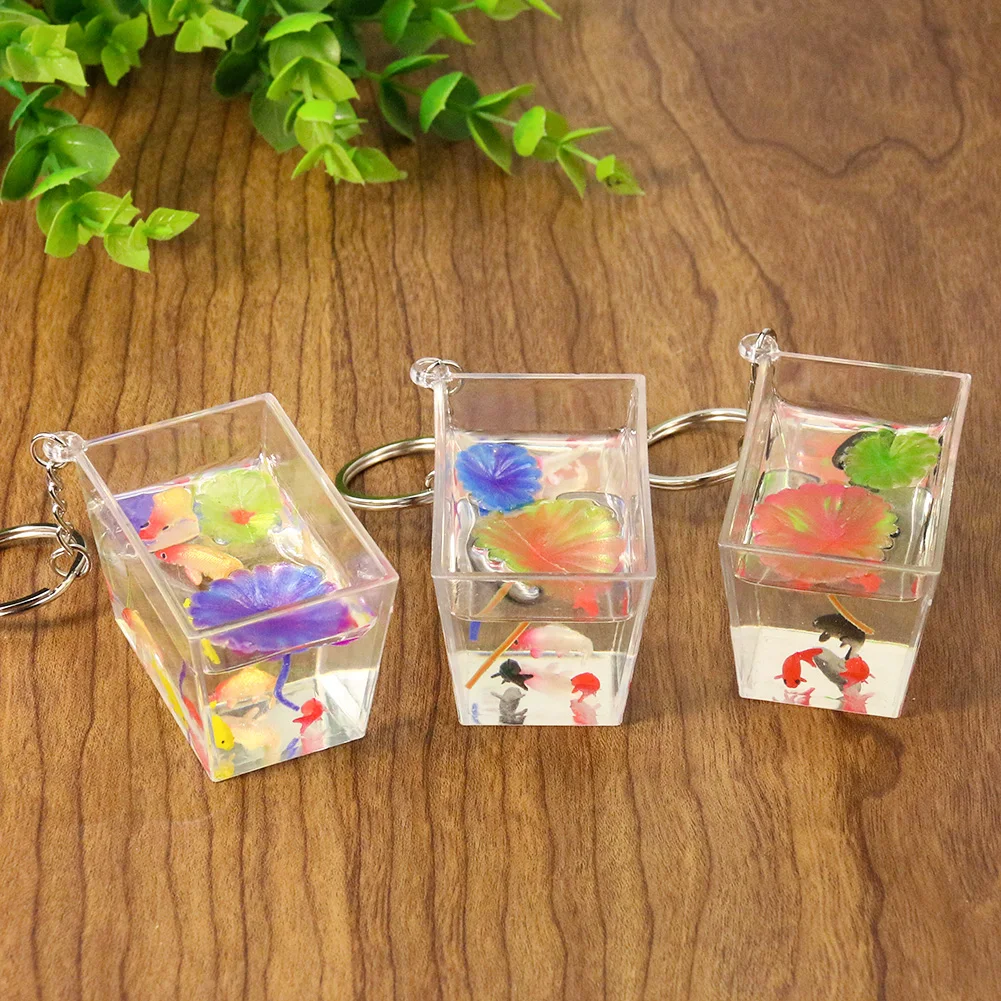 Simulation-Aquarium-Keychain-Mini-Fish-Water-Tank-Pendant-Lotus-Leaf ...