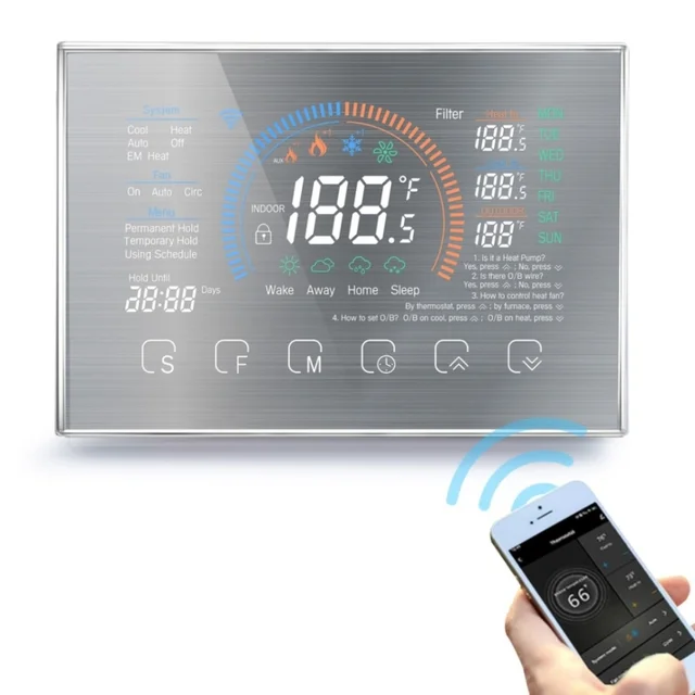 Smart WiFi Heat Pump Thermostat Programmable Temperature Controller ...