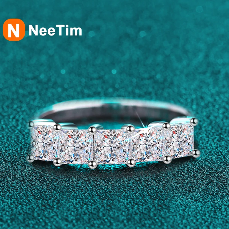 NeeTim-Full-D-Color-Princess-Cut-Moissanite-Diamond-Rings-for-Women-S925-Sterling-Silver-Wedding ...