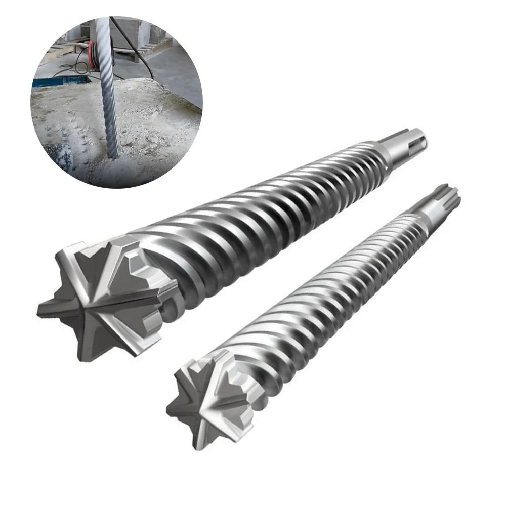 Six-Blade-Electric-Hammer-Drill-Bit-280-500mm-Five-Pit-Handle-Alloy ...