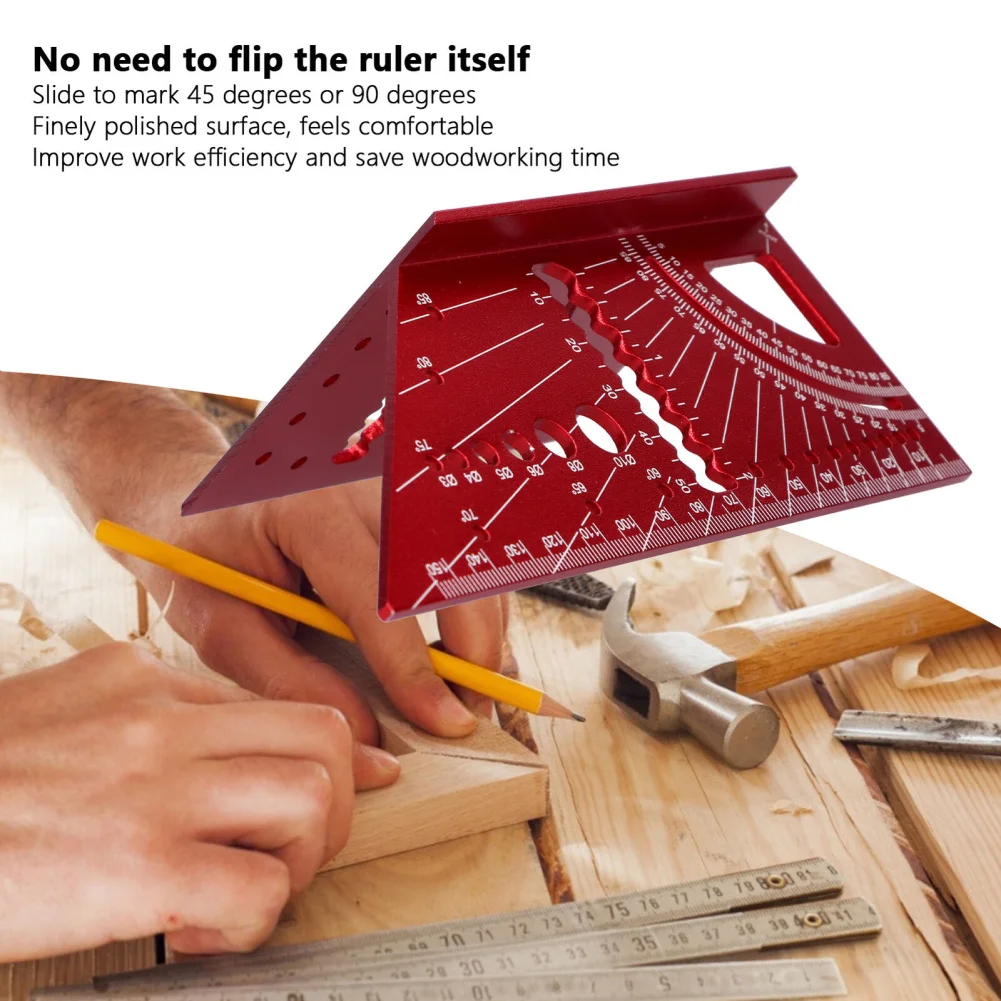 New-Aluminum-Alloy-Red-Miter-Triangle-Ruler-45-90-Woodworking-Square ...