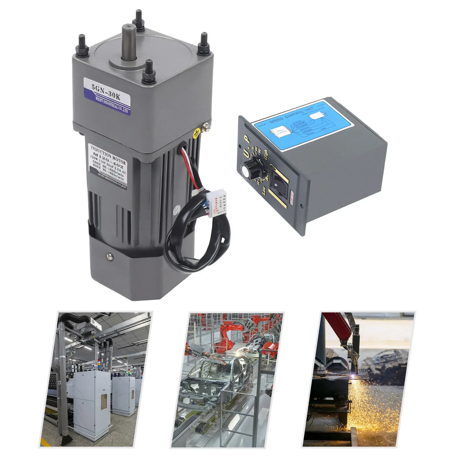 120W Gear Motor, 110V Gear Motor, Electric Motor with 1: 30 Speed ...