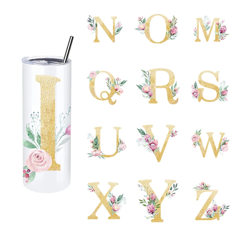 LETOP 1PCS Gold Character Letter Cup Wrap Transfer Sticker Label Uv Dtf ...
