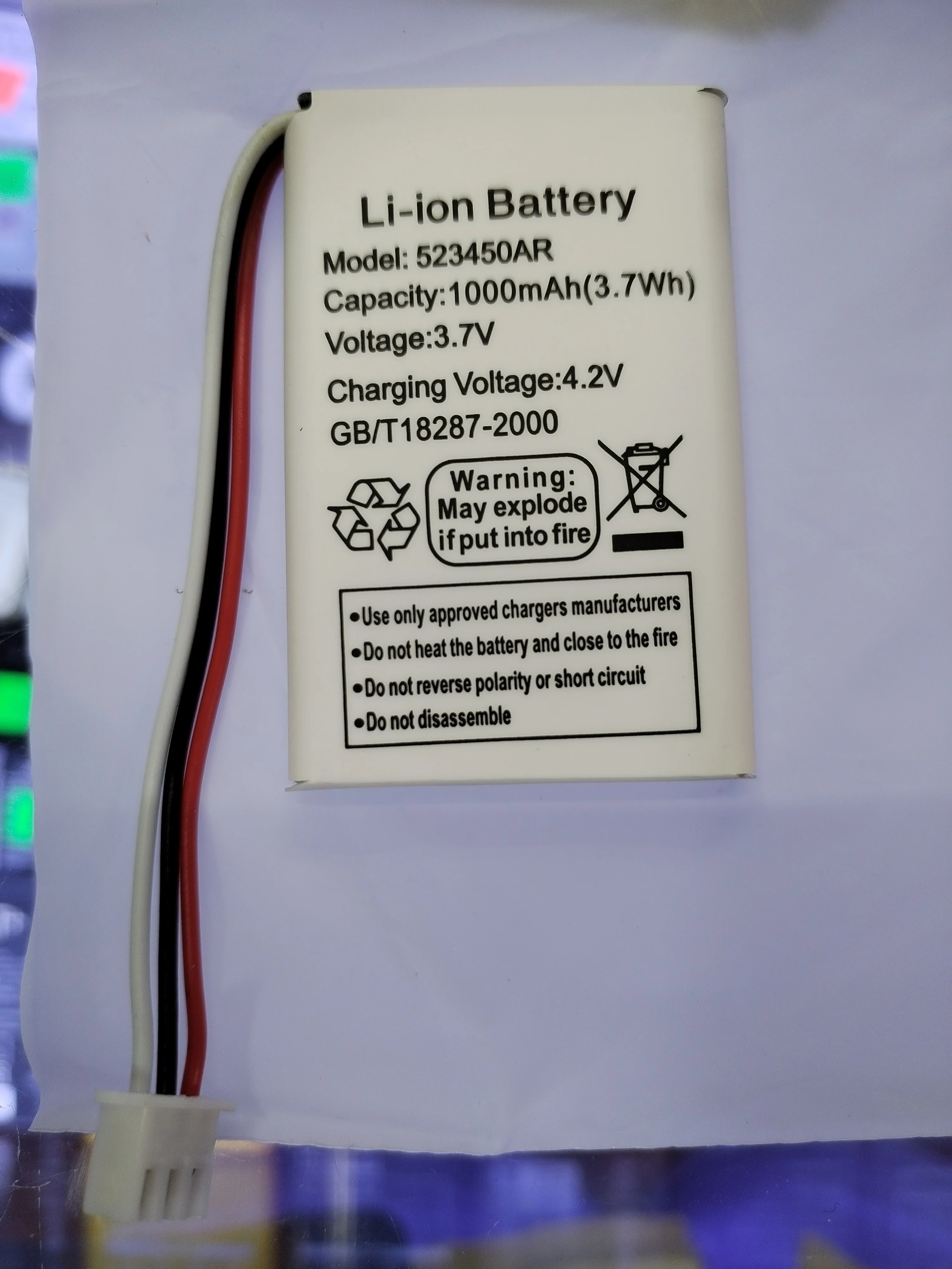 1000mAh-523450AR-Battery-For-Zhongnuo-C265-LI523450AR-Ronson-TP-900T ...