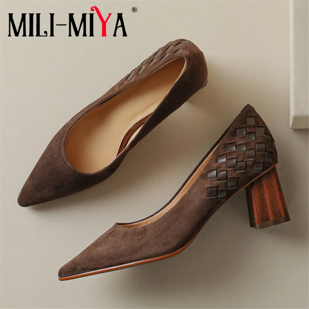 MILI-MIYA-Concise-Solid-Color-Style-Women-Kid-Suede-Cow-Leather-Pumps ...