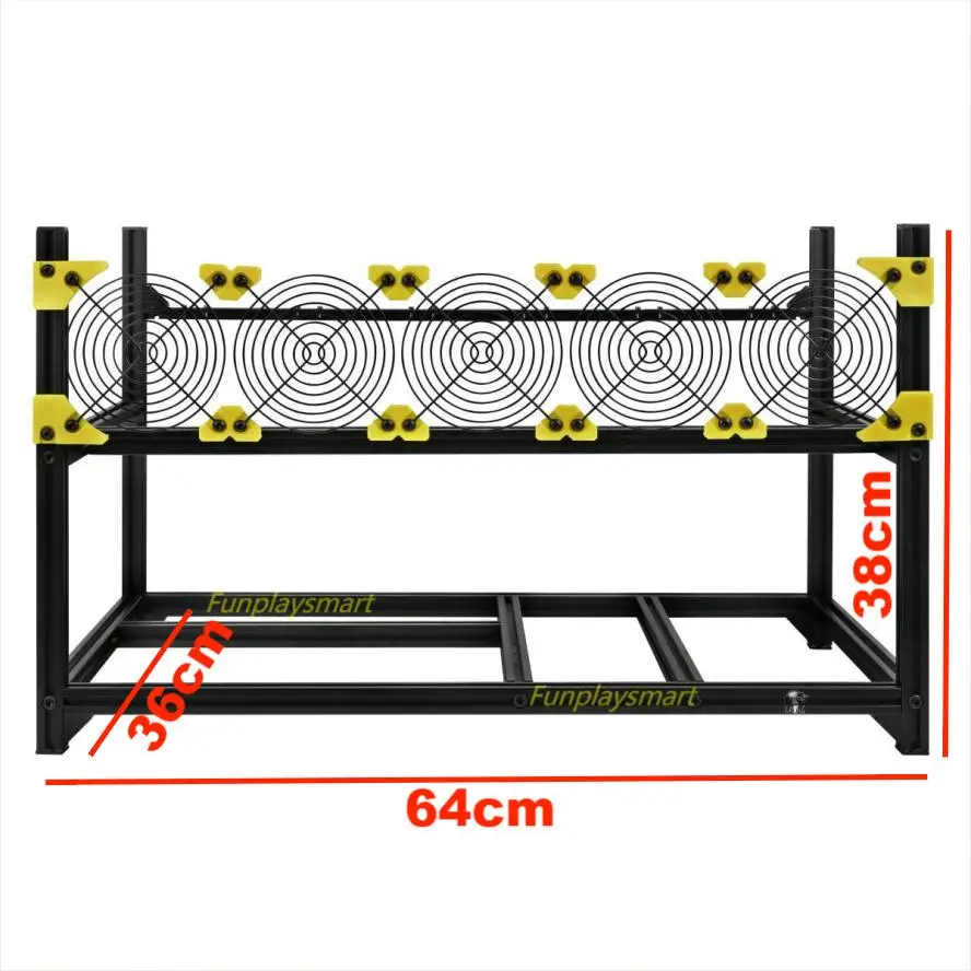 Funplaysmart-V3C-6-GPU-Aluminum-Mining-Case-Stackable-Rig-Rack-Open-Pit ...