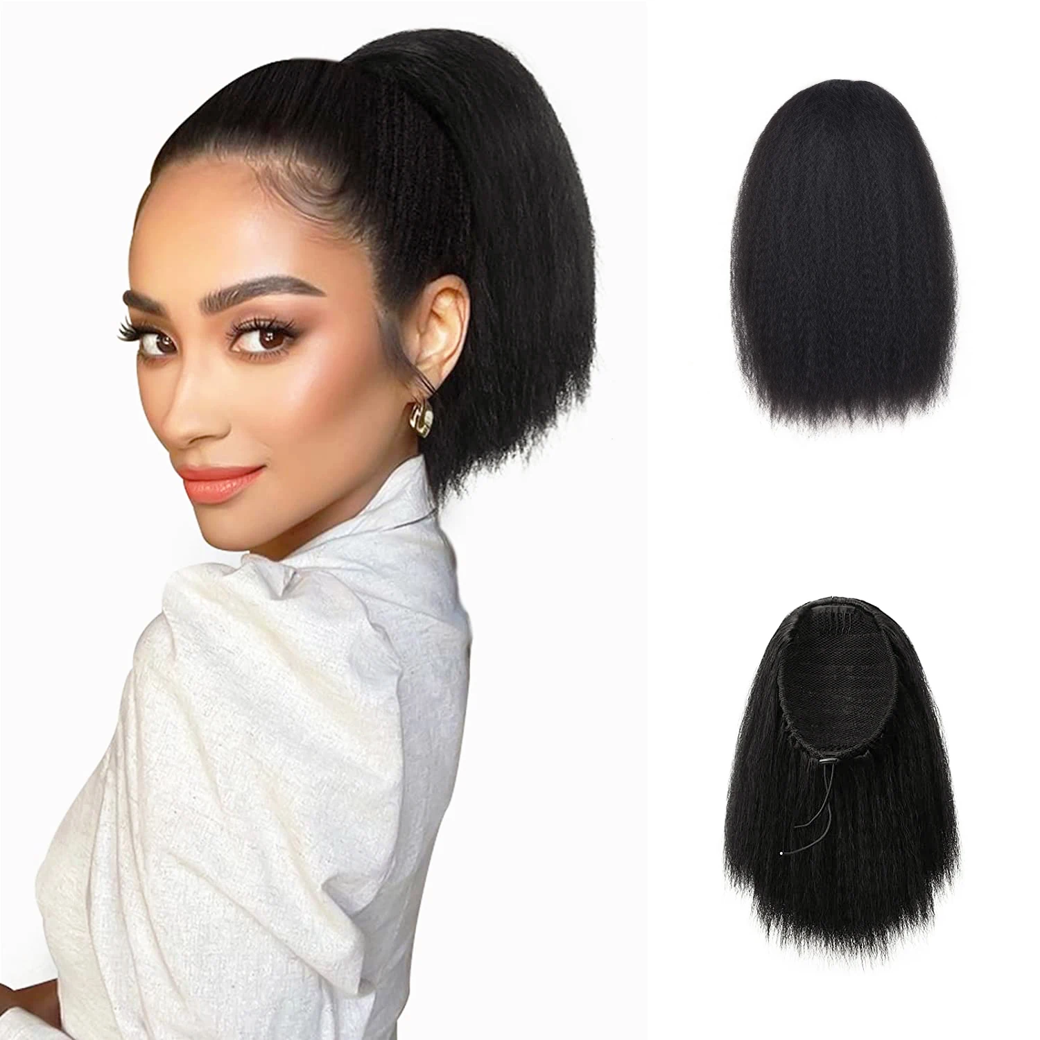 10inch-Drawstring-Ponytails-Short-Natural-Black-Yaki-Straight ...