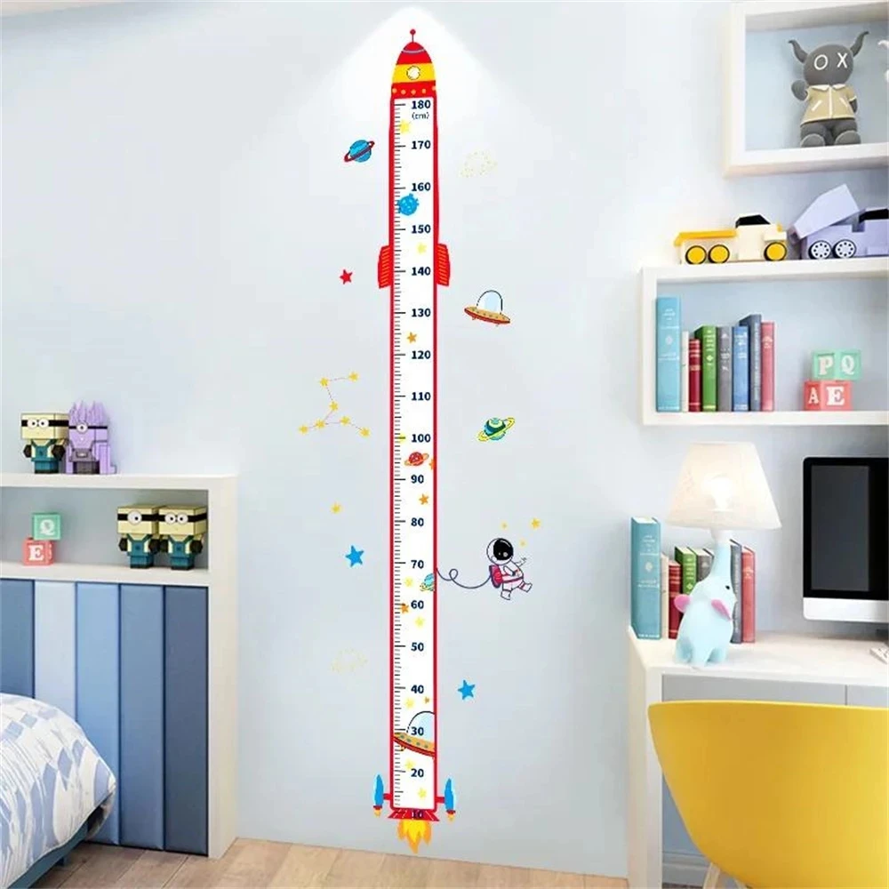 Cartoon-Rocket-Height-Measure-Wall-Sticker-For-Boys-Room-Self-Adhesive ...