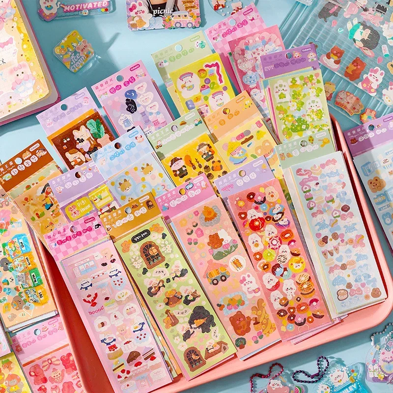 10-50pcs Shiny Cute Animals Cat Bear Decorative Sticker for ...