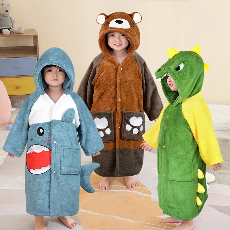Baby Bathrobe for Children Bath Robe Absorbent Kids Hooded Towel ...