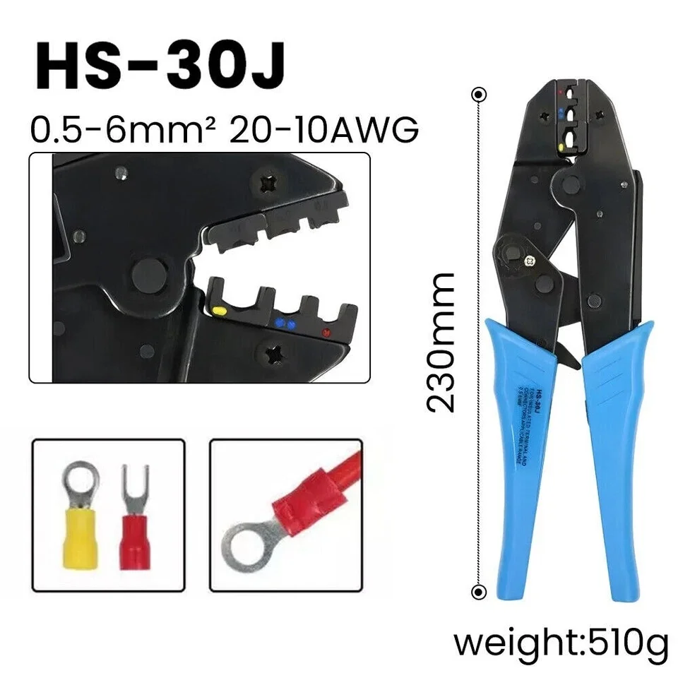 1pc HS-30J 9" Ratchet Crimper Plier Cable Wire Electrical Crimp Tool ...