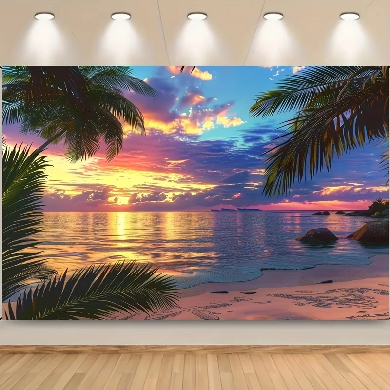 Tropical Beach Background Hawaiian Wreath Beach Palm Tree Photography ...