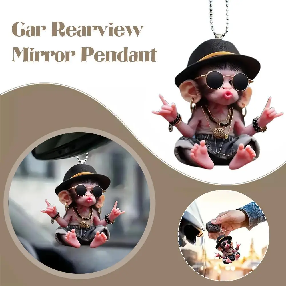 2D Acrylic Monkey Car Interior Pendant Personalized Decor Pendant ...