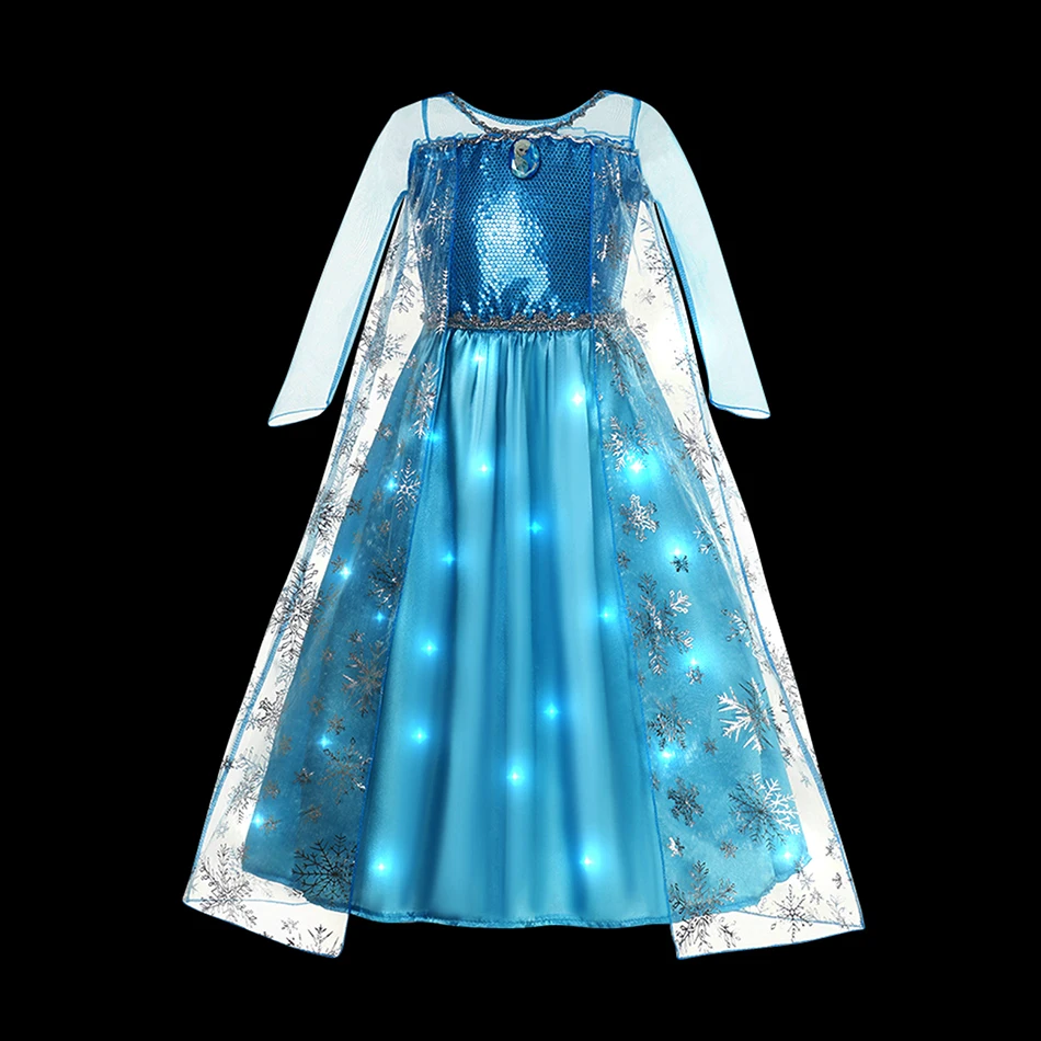 Disney Frozen Elsa Anna LED Light Up Princess Dress for Girls Kids ...