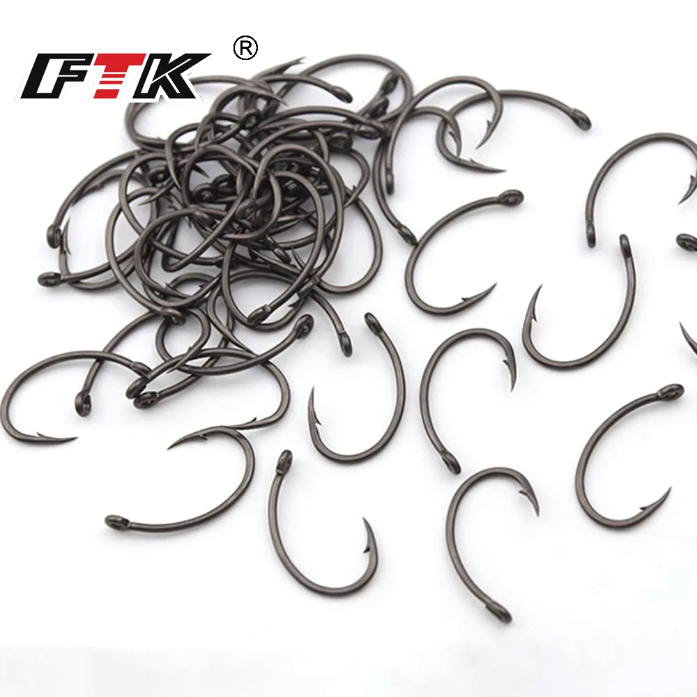 FTK-Carp-Fishing-Hooks-10PCS-PTFE-Coating-High-Carbon-Stainless-Steel ...
