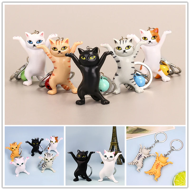 Multi Styles Dancing Cat Keychain Cartoon Kitten Ornament Keyring Women ...
