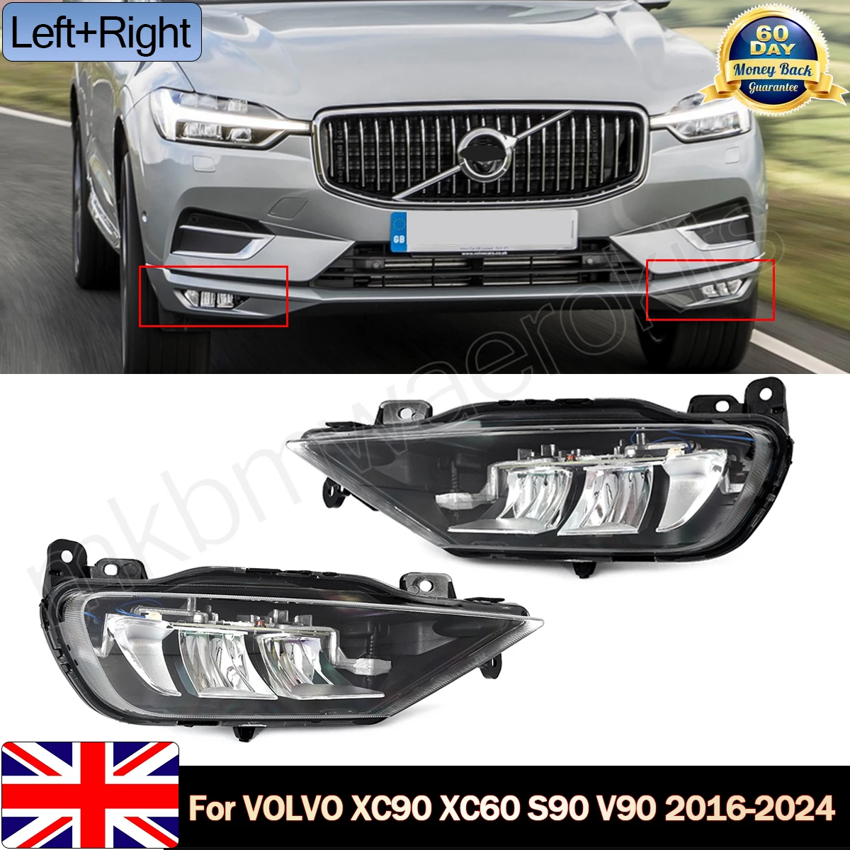 Front Bumper Fog Light LED Fog Lamp For Volvo XC60 XC90 S90 V90 2016 ...