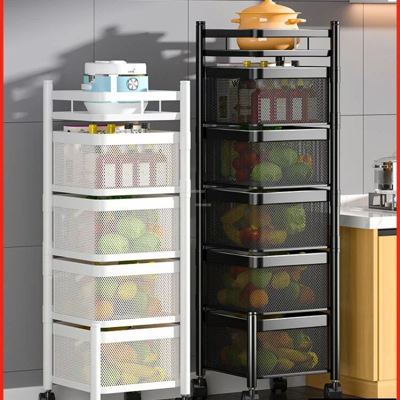 Rotating-Rack-Multifunctional-Kitchen-Trolleys-Floor-Cart-Basket-Multi ...