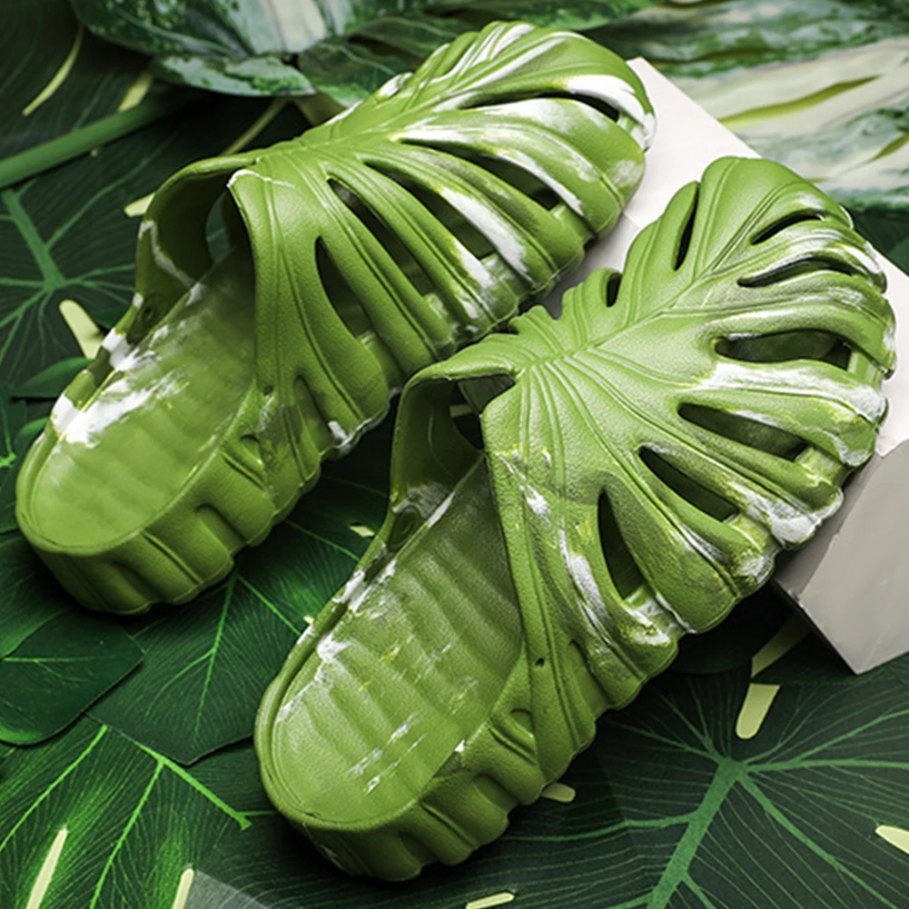 Women/Man Monstera Pattern Shoes Fashionable Anti-slip Indoors Sandal ...