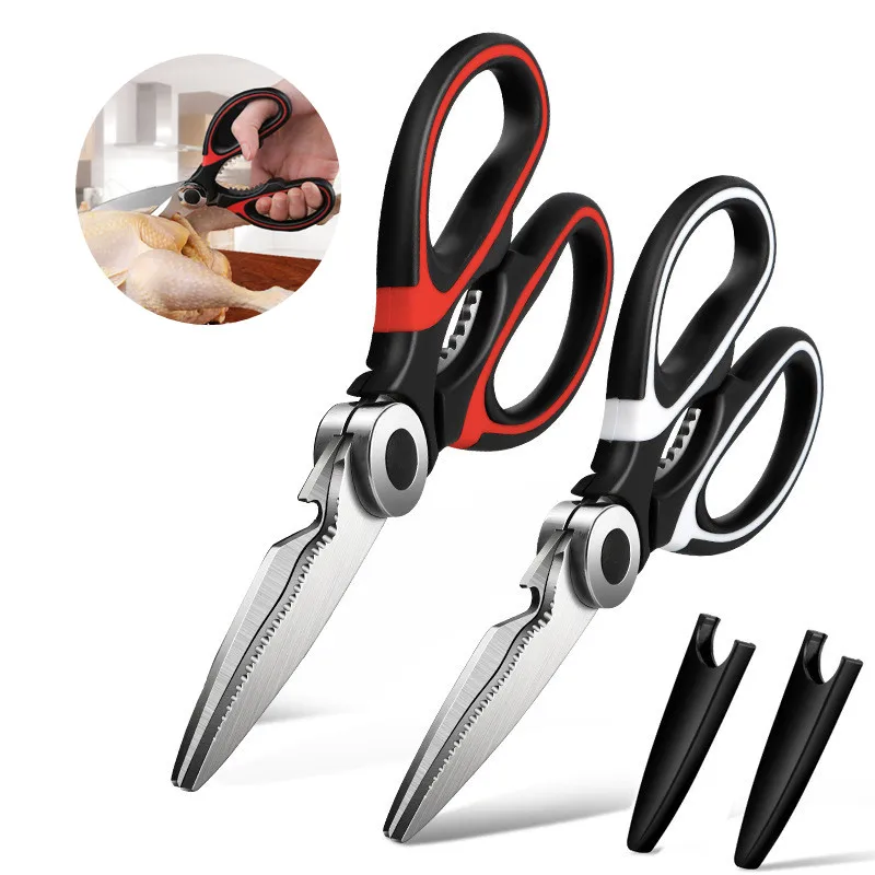 kitchen Scissors Chicken Bone Scissors with Cover Stainless Steel Heavy ...