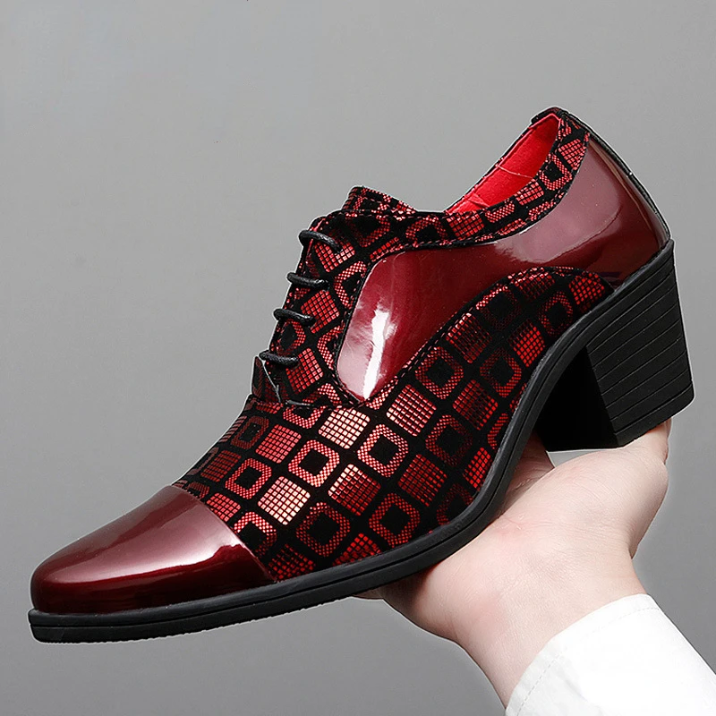 Men Formal Shoes High Heels Business Dress Shoes Male Oxfords Pointed ...