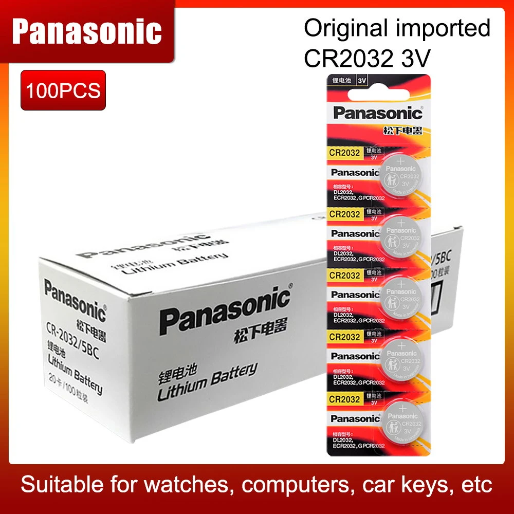 100pcs Panasonic Cr2032 Cr 2032 Dl2032 Ecr2032 Br2032 3v Lithium ...
