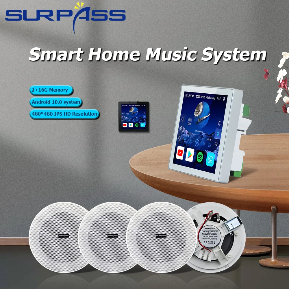 Smart Home Audio 4'' Wifi Amplifier Blue-tooth Android 10.0 Touch ...