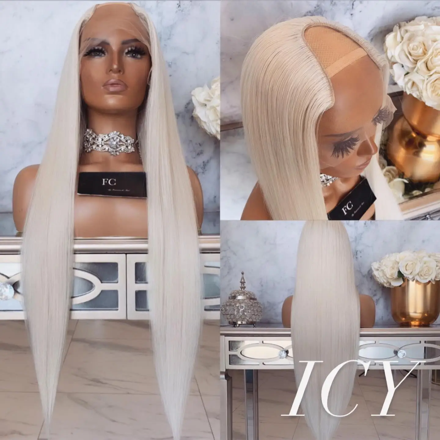 HD Transparent Lace U Part Wig 2x4 Opening Platinum Blonde Straight ...