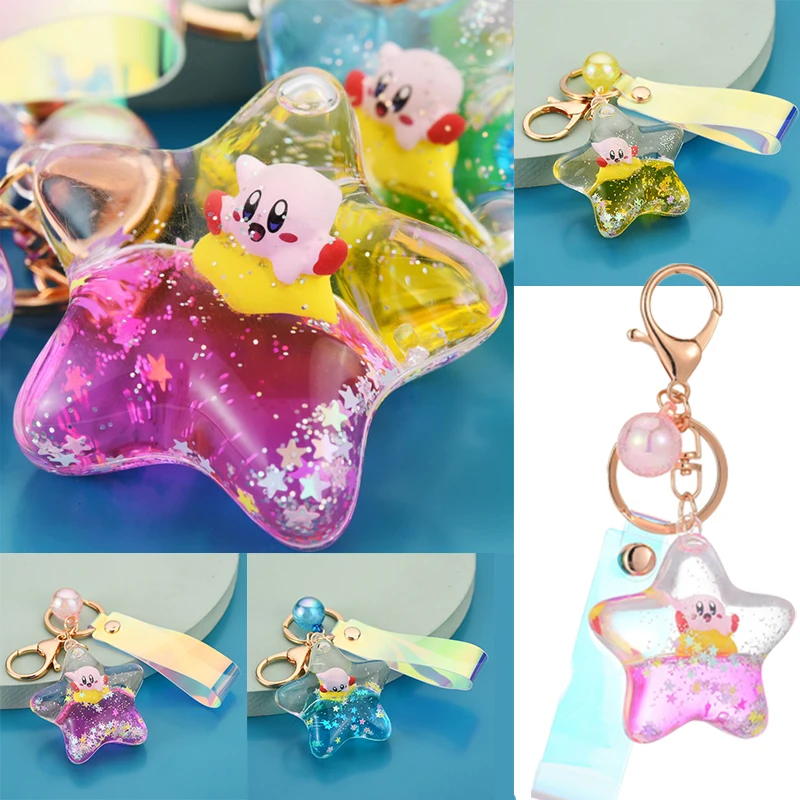 Anime Kawaii Cute Cartoon Kirby Model Toy Acrylic Moving Liquid ...