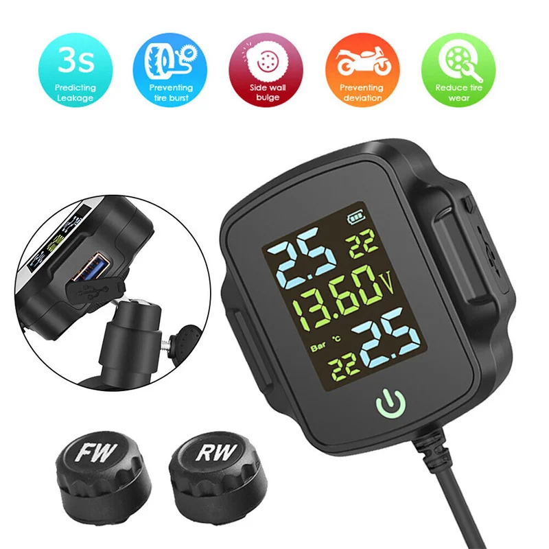 Sistema de alarma de temperatura de neumáticos para motocicleta, TPMS ...
