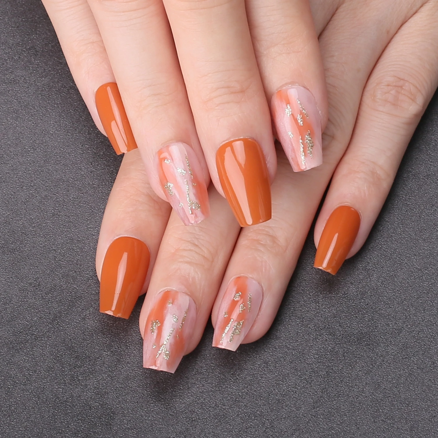 Orange ombre coffin nails store
