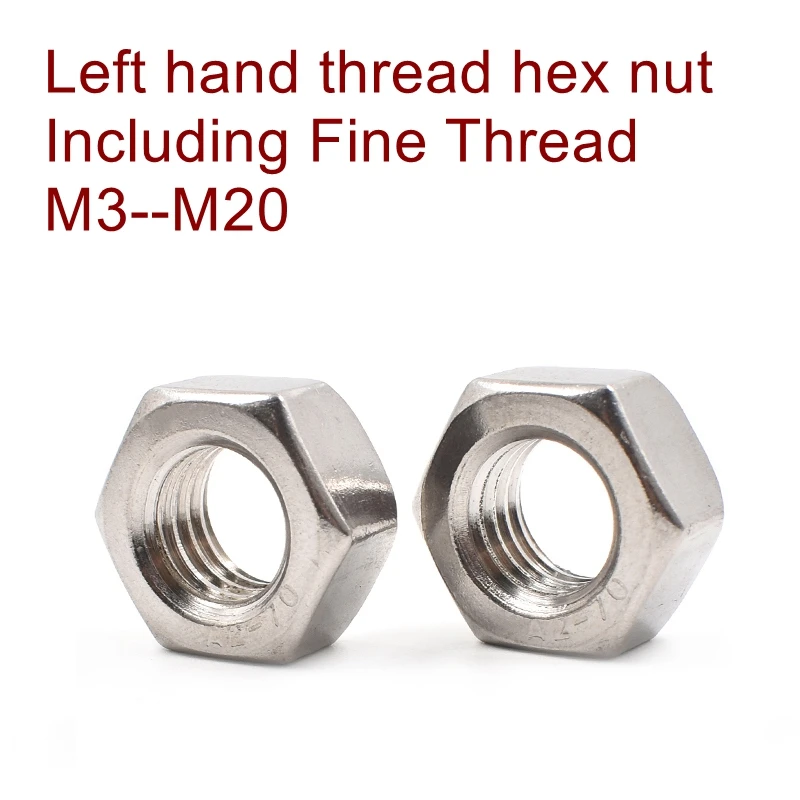 Left-hand-thread-hex-nut-Fine-thread-Stainless-steel-A2-SUS304 ...
