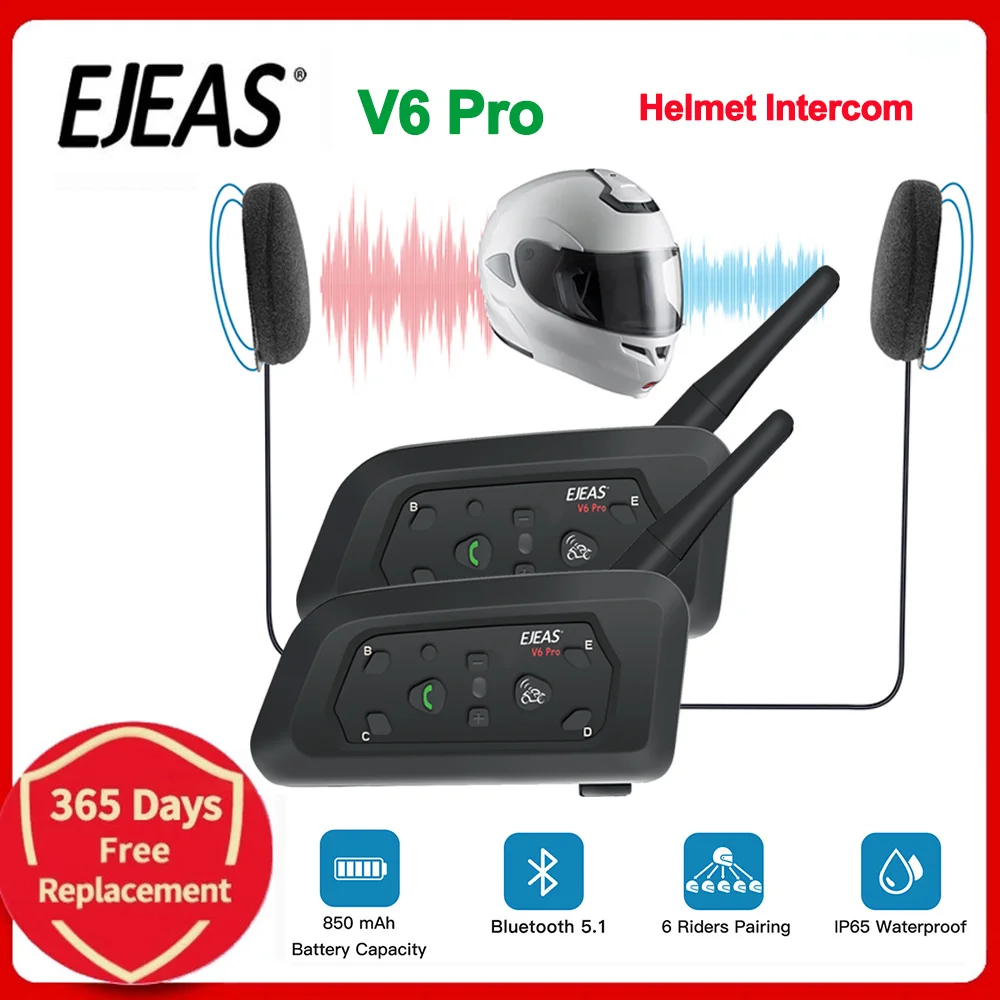 EJEAS-V6-Pro-Motocicleta-Capacete-Intercom-Headset-Bluetooth-Interphone ...