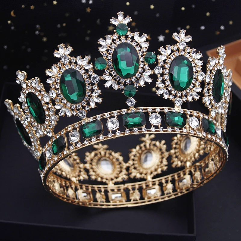 Vintage-Royal-Queen-Wedding-Crown-Large-Diadem-Crystal-Tiaras-Circle ...