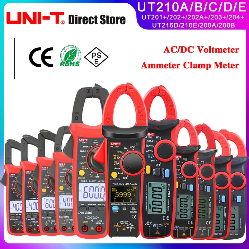 UNI-T-UT210E-UT202A-UT204-Plus-Clamp-Meter-AC-DC-Digital-Voltmeter ...