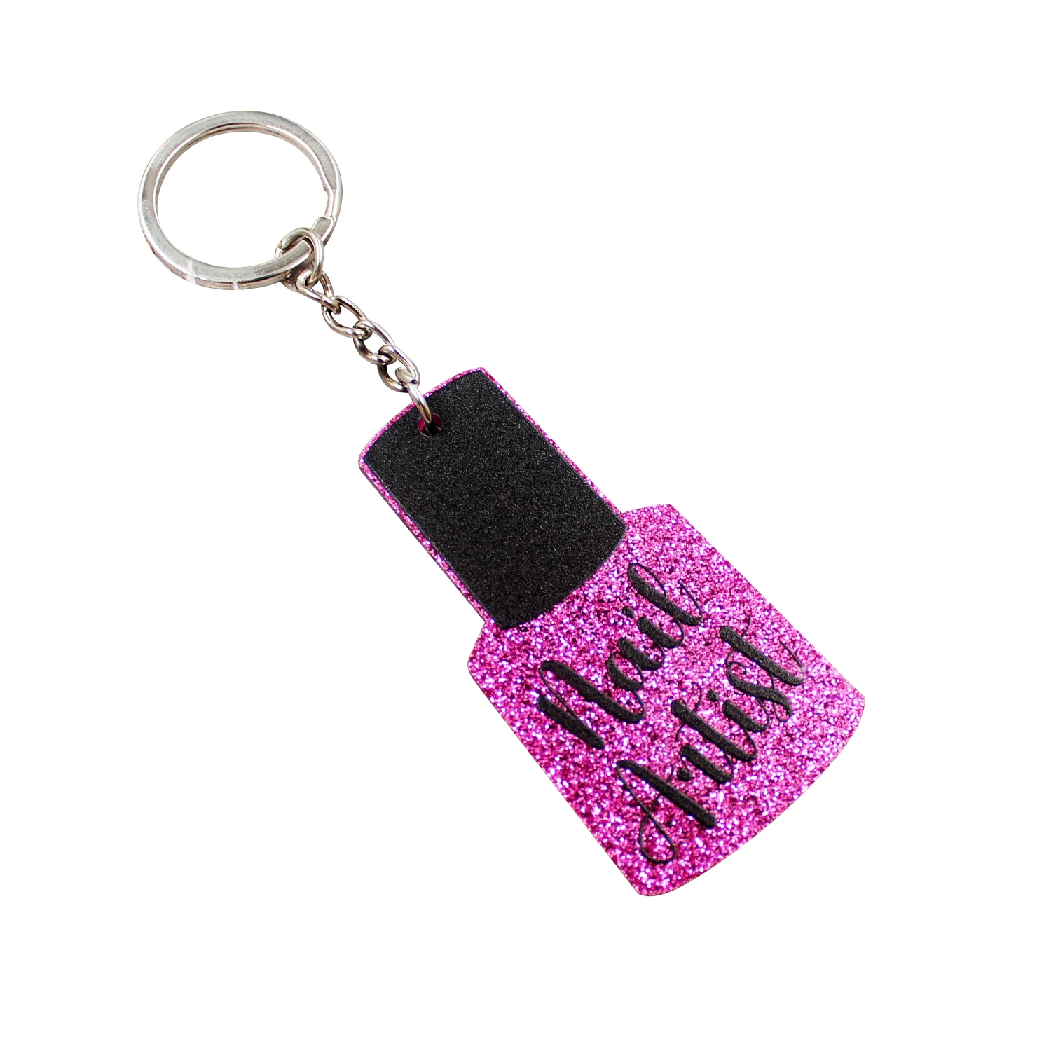 Kc037- Nail Artist Keychain Long Keychain Uv Print Laser Cutout Glitter ...
