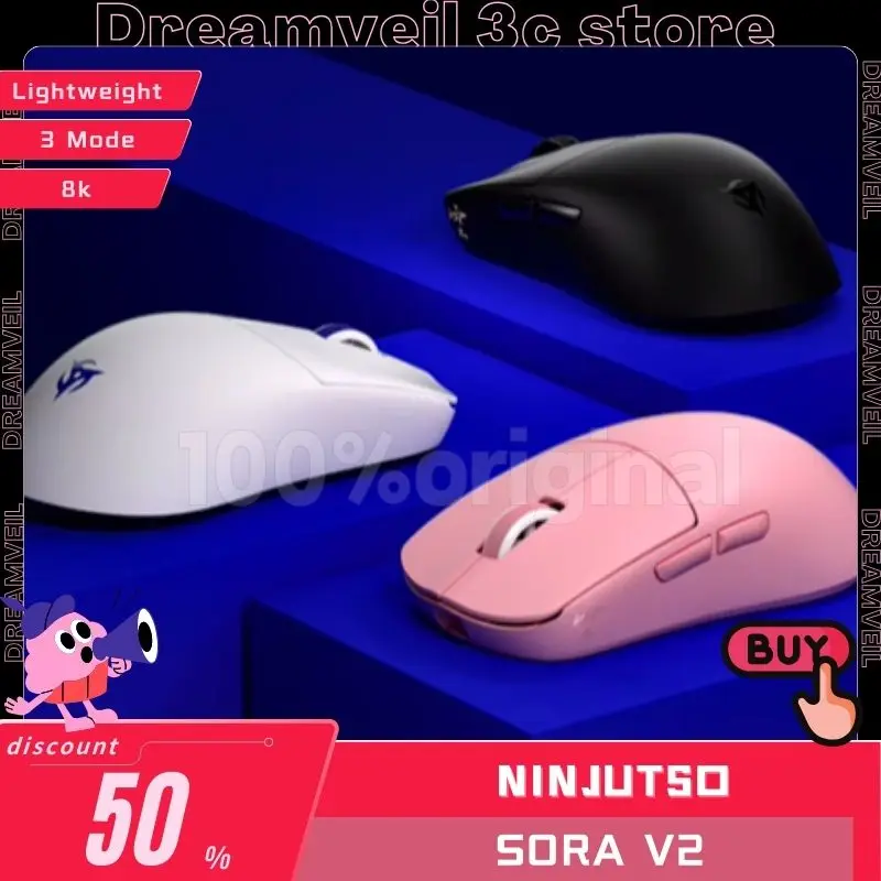 In-Sotck-Ninjutso-Sora-V2-Pink-8k-Mouse-Gaming-Wireless-Mouse-Valentine ...