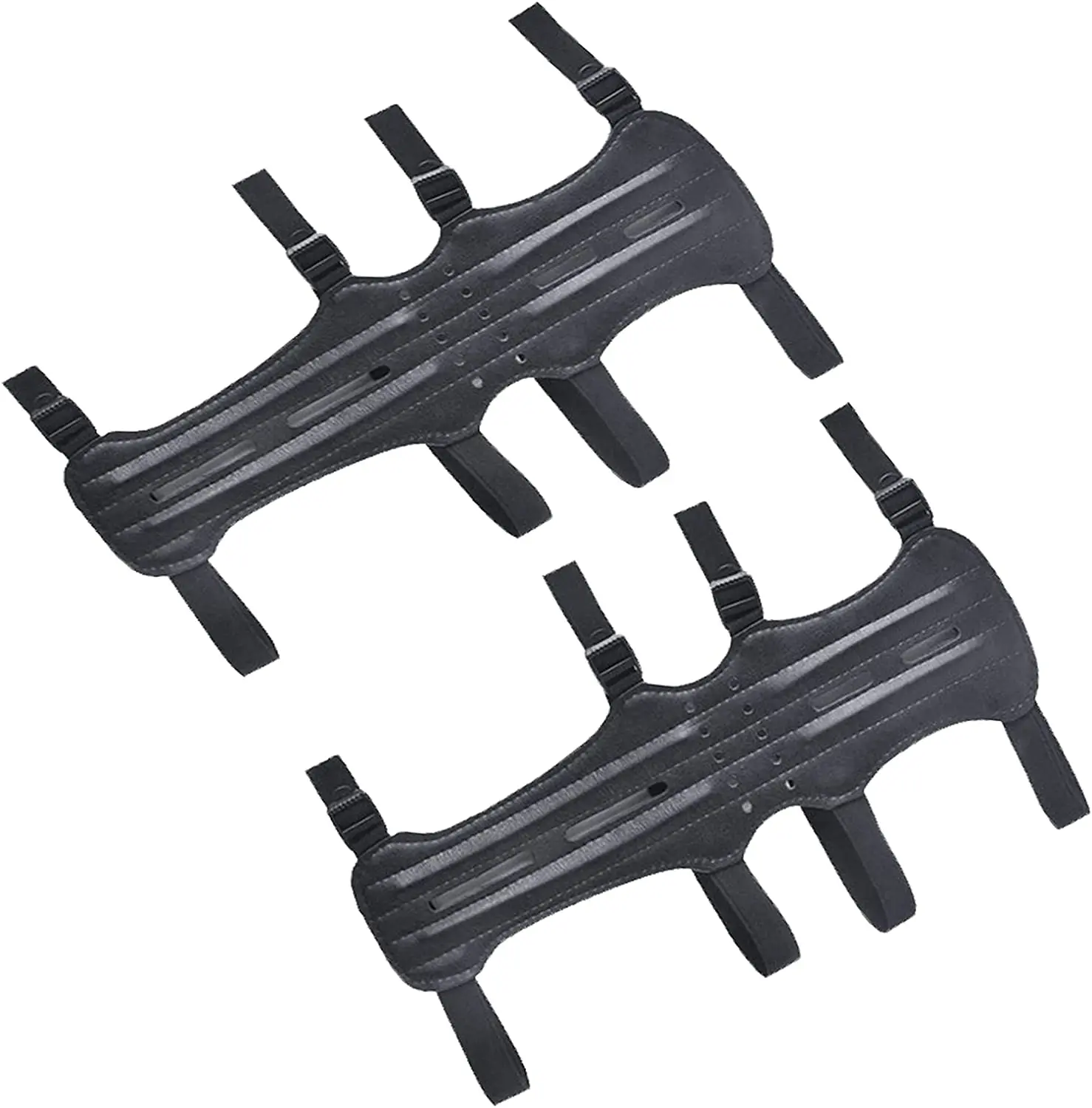 Archery-Arm-Guard-Leather-Long-4-Straps-Forearm-Protective-Gear-Hunting ...