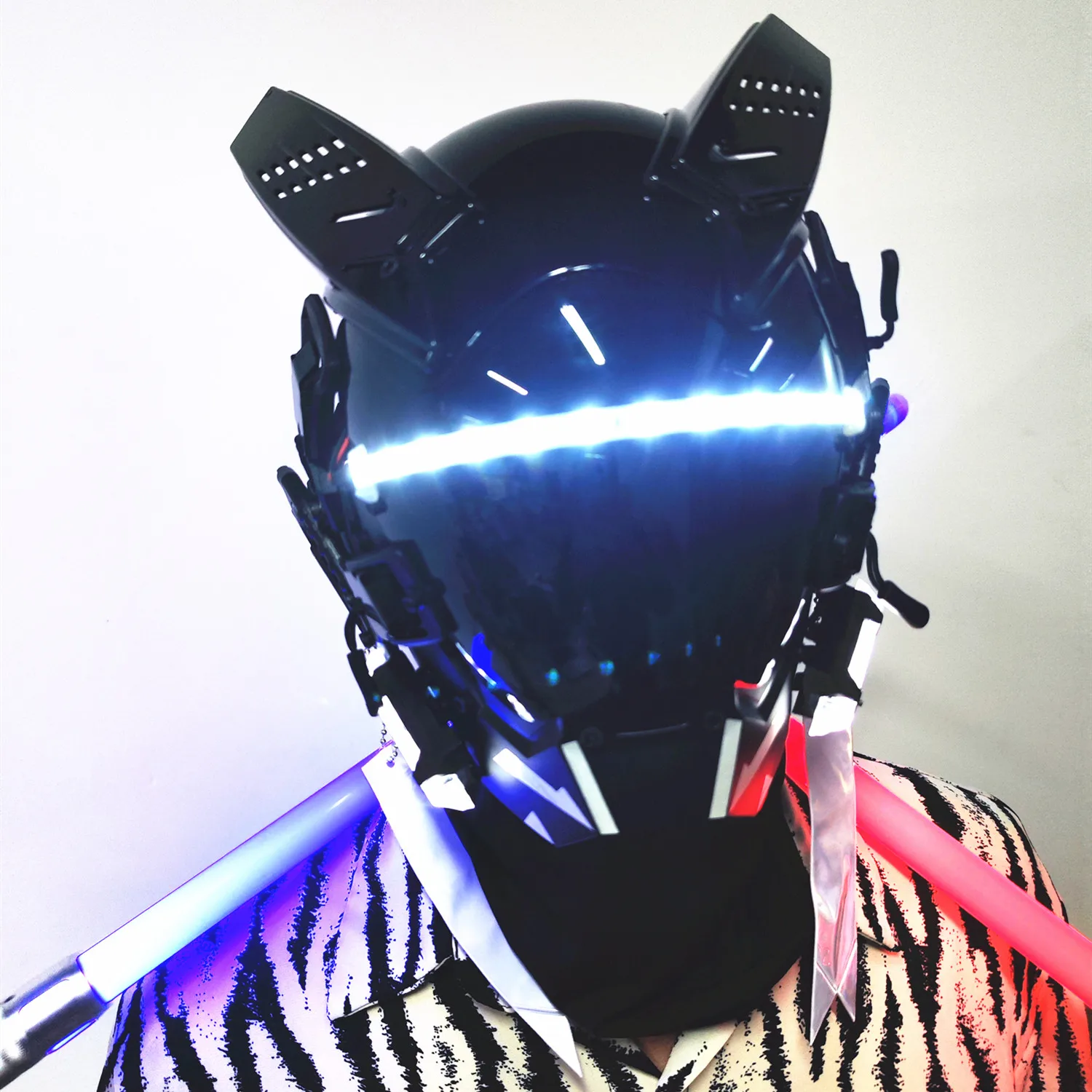 White Light Cyber Punk Mask White Lighting Festival Samurai Flat Lamp ...