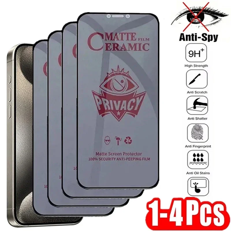 1-4Pcs-Matte-Ceramic-Privacy-Screen-Protector-for-IPhone-14-11-12-13-15 ...