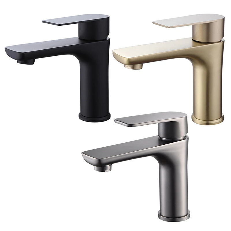 Stainless steel gun grey faucet cold and hot water basin, wash hands ...