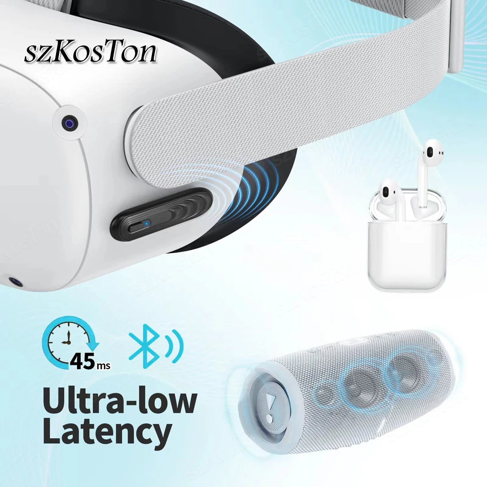 for Oculus Quest 2 VR Headset Bluetooth 5.0 Wireless Audio Adapter ...