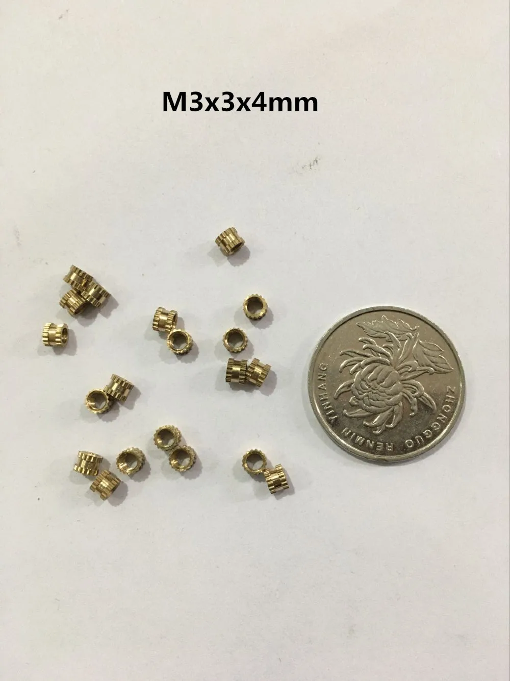 100PCS-M3-3-4mm-OD-4mm-Brass-Inserts-M3x3x4mm-Double-Pass-Copper-Knurl ...