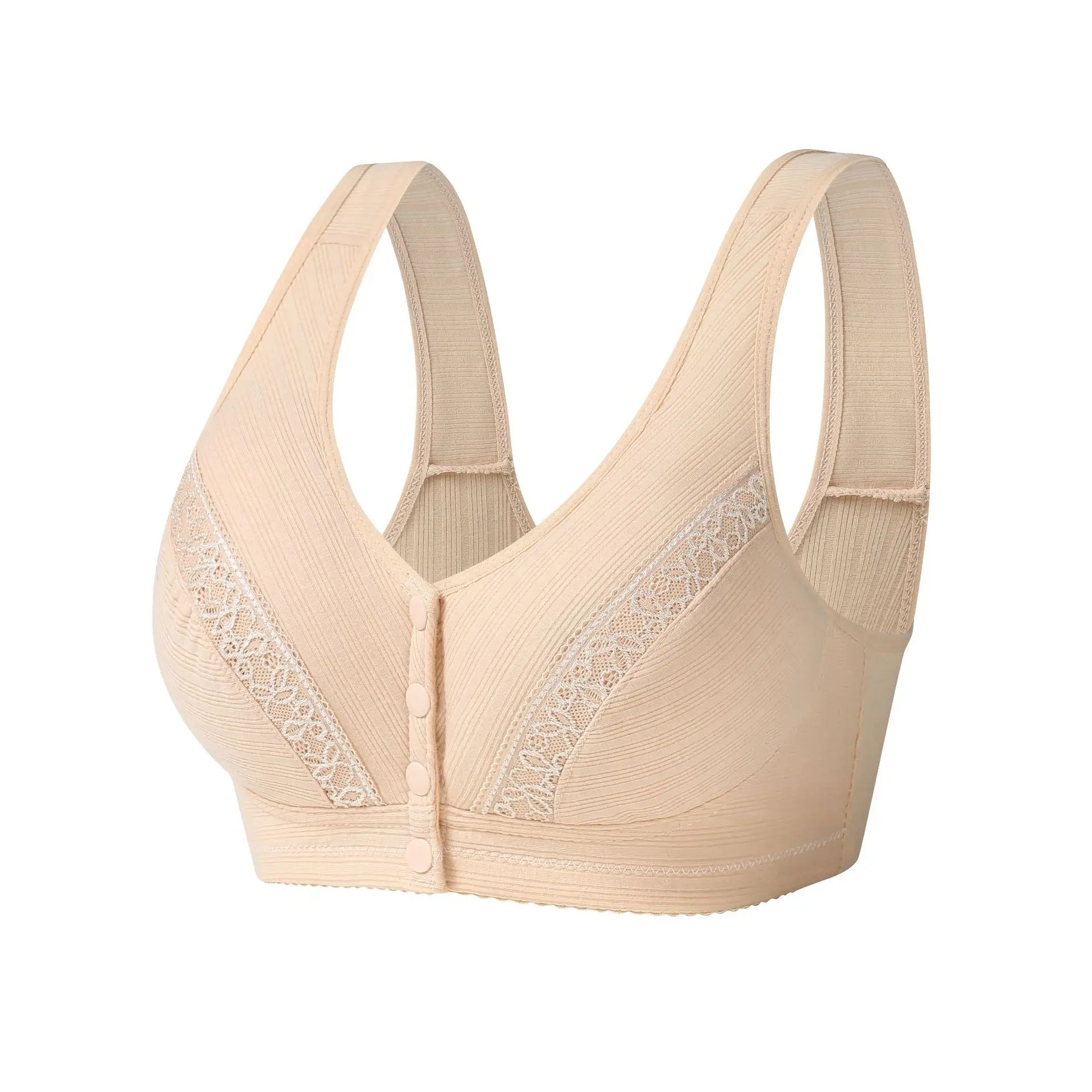 Women-Cotton-Plus-Size-Daily-Bra-Lace-Button-Front-Wireless-Comfort ...