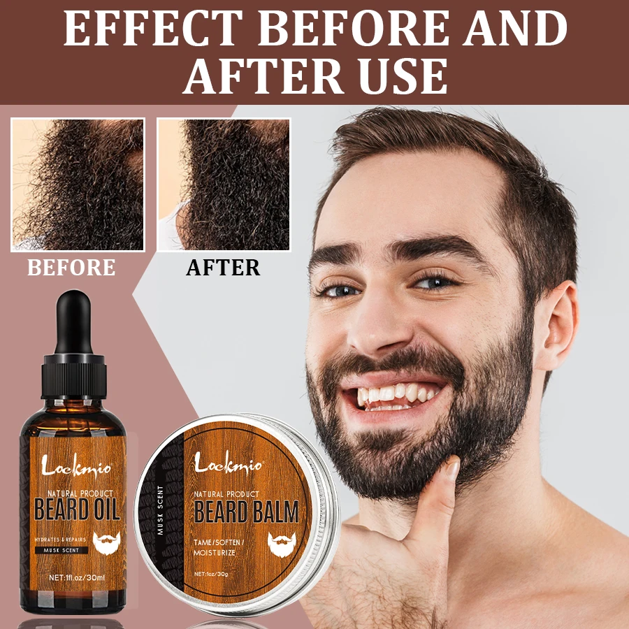 Natural Musk Scent Beard Oil And Balm Moisturizing Smoothing Soften Wax ...